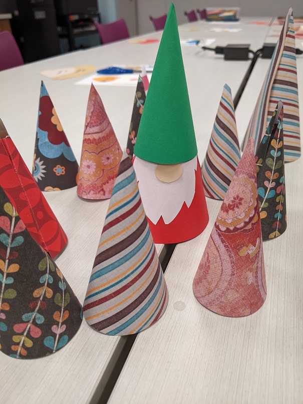Paper Cone Gnomes Gallery (December 2023) - Huntley Area Public Library
